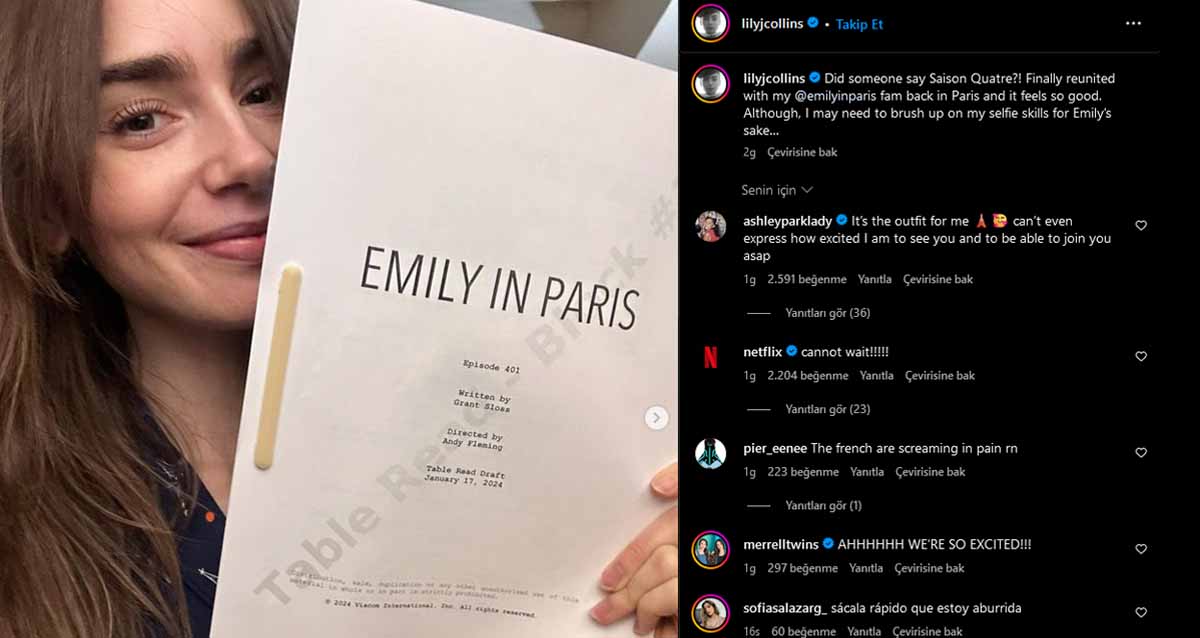 Emily in Paris 4. Sezon Çekimleri Başlıyor – Kayıp Rıhtım